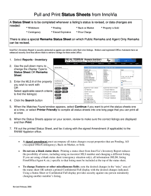 Fillable Online Pull and Print Status Sheets from InnoVia Fax Email ...