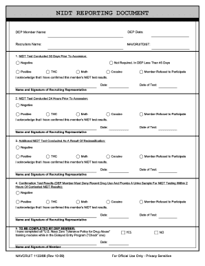 Fillable Online cnrc navy NIDT REPORTING DOCUMENT - Navy Recruiting Fax Email Print - pdfFiller