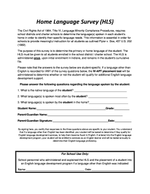 Fillable Online Home Language Survey - Clark Pleasant Community School ...