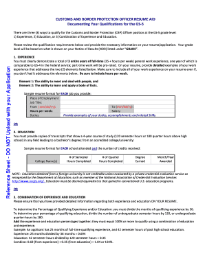 Fillable Online CUSTOMS AND BORDER PROTECTION OFFICER RESUME AID Fax ...