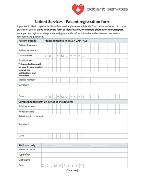 Fillable Online glosgps nhs Patient Services - Patient registration ...