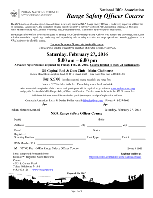 Fillable Online National Rifle Association Range Safety Officer Course ...