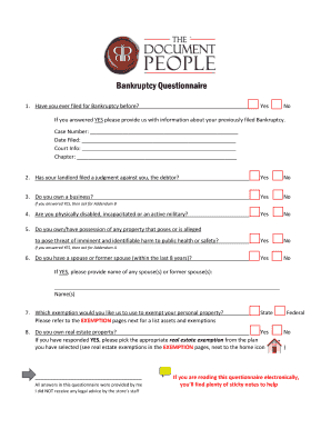 Fillable Online documentpeople BANKRUPTCY CHECK LIST ...