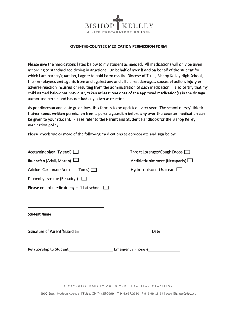 Fillable Online OVER THE COUNTER MEDICATION PERMISSION FORM Fax Email ...