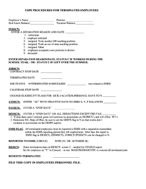 Fillable Online mdeca USPS PROCEDURES FOR TERMINATED EMPLOYEES Fax ...