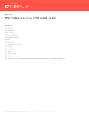 Fillable Online PROGRAMS Underwriting Guidelines Prime Jumbo Product ...