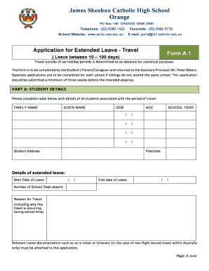 Fillable Online jschs nsw edu Application for Extended Leavedocx Fax ...
