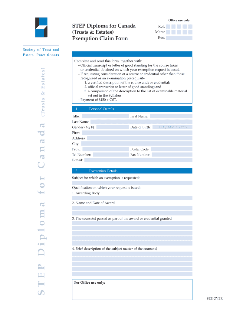 Fillable Online Exemption Claim Form revv2 Page 1 Fax Email Print ...