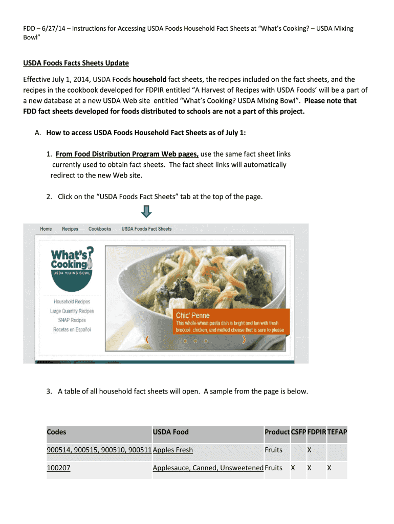 Fillable Online FDD 6/27/14 Instructions for Accessing USDA Foods ...