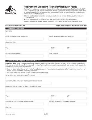 Fillable Online Retirement Account TransferRollover Form PDF Fax Email ...