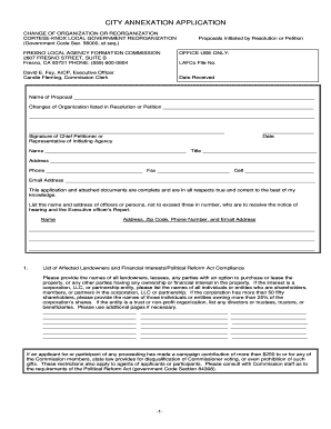 Fillable Online fresnolafco CITY ANNEXATION APPLICATION ...