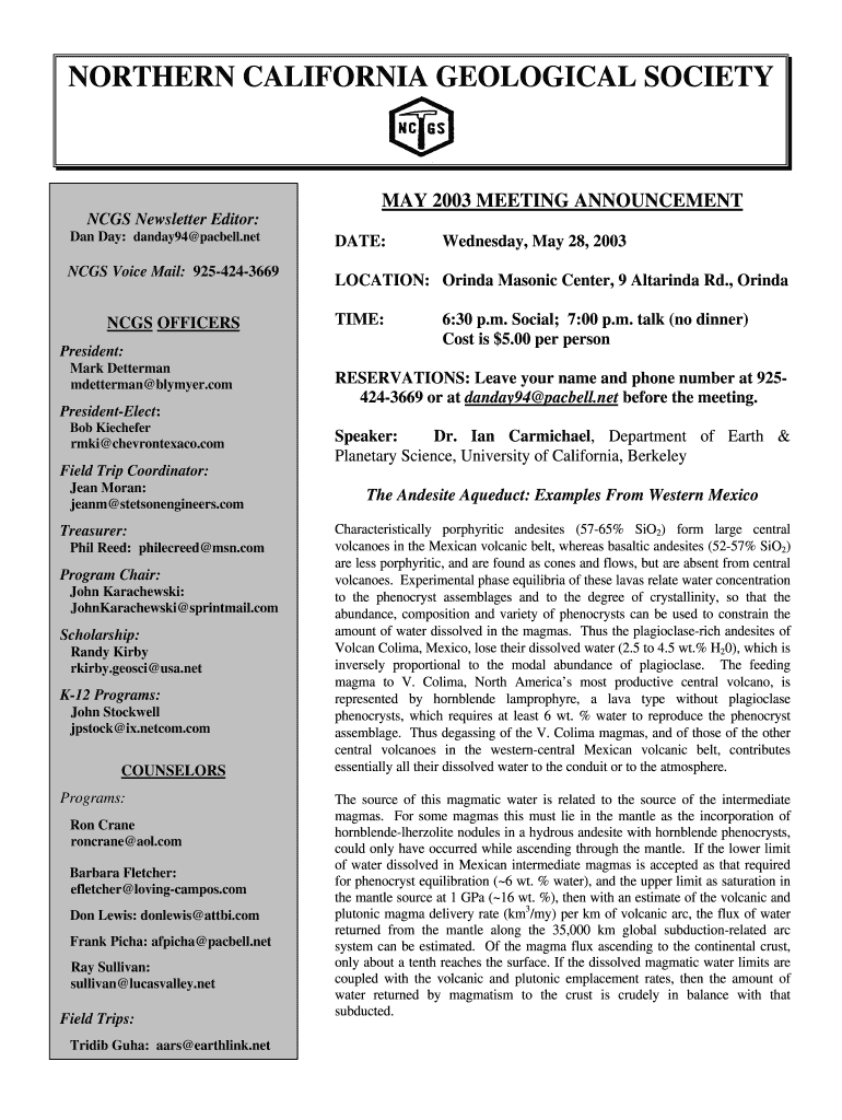Fillable Online ncgeolsoc NCGS Newsletter Editor - ncgeolsoc Fax Email ...