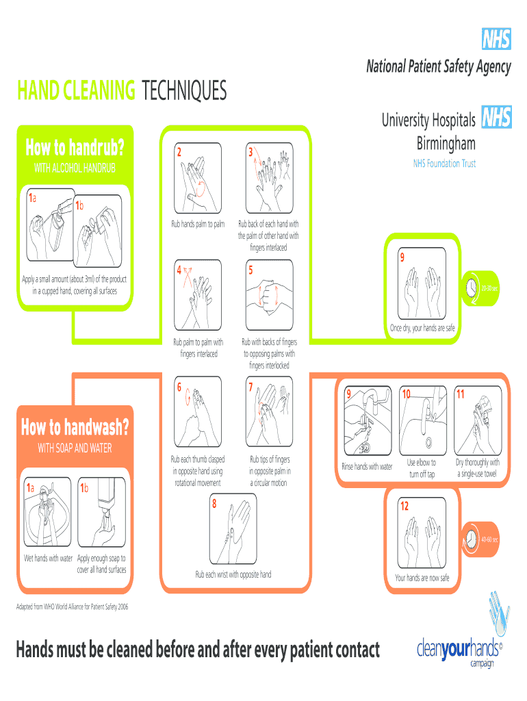 Fillable Online HAND CLEANING TECHNIQUES Fax Email Print - pdfFiller