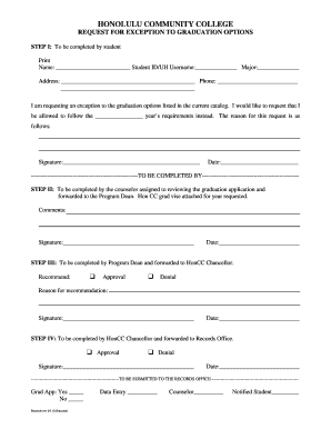 Fillable Online programs honolulu hawaii REQUEST FOR EXCEPTION TO GRADUATION OPTIONS Fax Email ...
