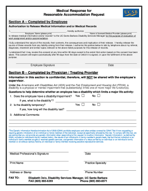 Fillable Online hr ucsb Medical Response for Reasonable Accommodation ...
