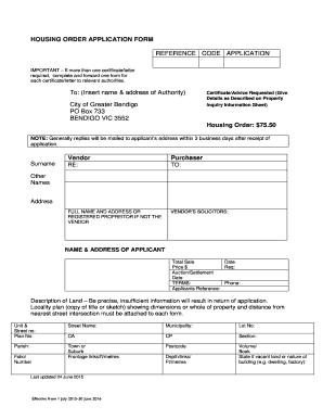 Fillable Online HOUSING ORDER APPLICATION FORM Fax Email Print - pdfFiller