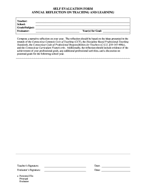 Fillable Online region1 hvrhs SELF EVALUATION FORM ANNUAL REFLECTION ON ...