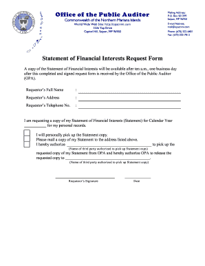 Fillable Online Statement of Financial Interests Request Form Fax Email ...