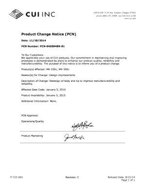 Fillable Online Product Change Notice PCN - cuicom Fax Email Print ...