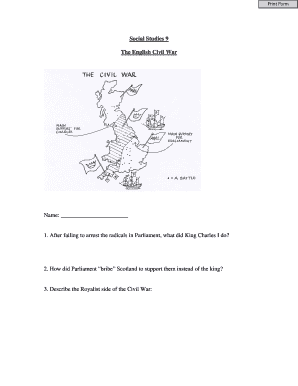 Fillable Online Social Studies 9 The English Civil War Fax Email Print ...