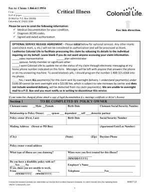 Fillable Online 65017-12Critical Illness.doc Fax Email Print - pdfFiller