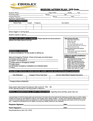 Fillable Online Seizure Action Plan Fax Email Print - pdfFiller