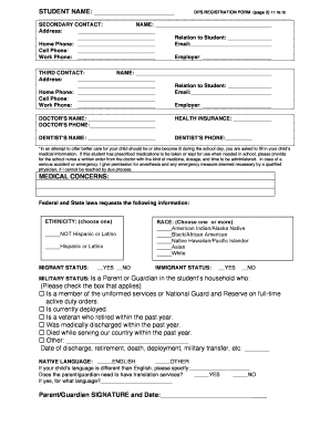 Fillable Online STUDENT NAME DPS REGISTRATION FORM page 21118 Fax Email ...