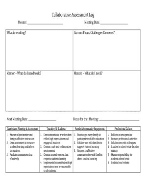 Fillable Online Collaborative Assessment Log - Danvers Public Schools ...