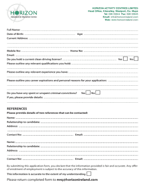 Fillable Online Horizon Application FormLayout 1 Fax Email Print ...