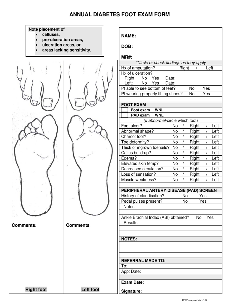 Diabetic Foot Exam Documentation Fill Out Sign Online DocHub