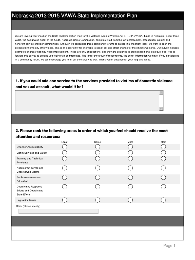 Fillable Online also-chicago Nebraska 2013-2015 VAWA State ...