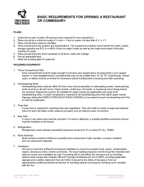 Fillable Online BASIC REQUIREMENTS FOR OPENING A RESTAURANT OR ...