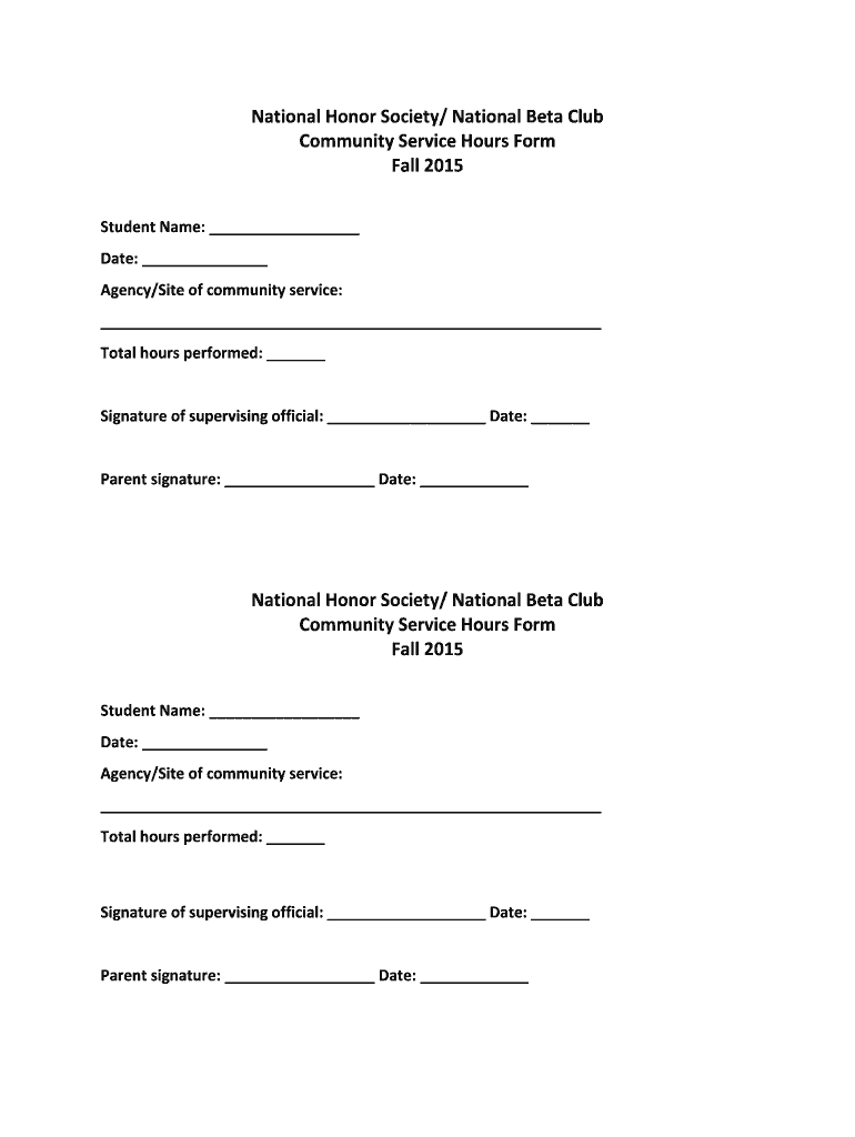 Fillable Online maryvillechristianschool National Honor Society ...