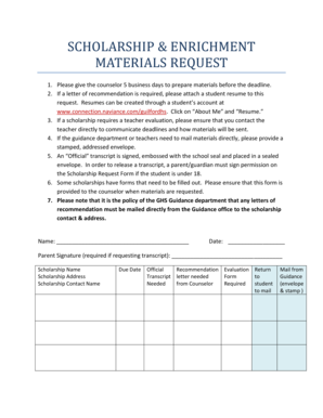 Fillable Online ghs guilfordschools SCHOLARSHIP ENRICHMENT MATERIALS REQUEST - ghs ...
