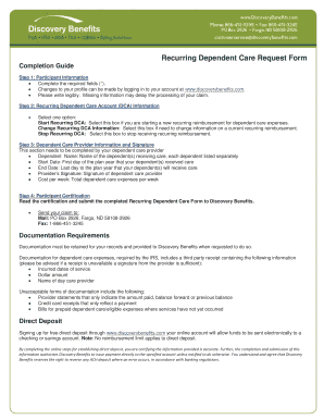 Fillable Online Recurring Dependent Care Request Form Completion Guide ...