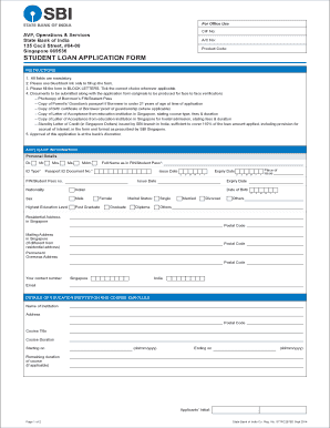 Fillable Online STUDENT LOAN APPLICATION FORM - SBI Sing Fax Email ...
