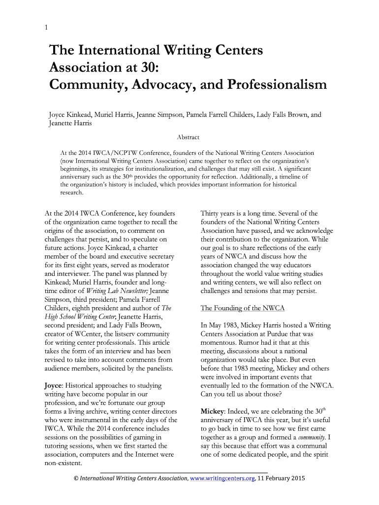 Fillable Online The International Writing Centers Fax Email Print ...