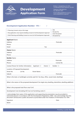 Fillable Online PO Box 1 Campbelltown SA 5074 Development Fax Email ...