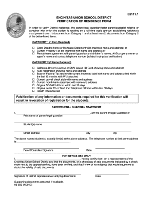 Fillable Online VERIFICATION OF RESIDENCE FORM Fax Email Print - pdfFiller