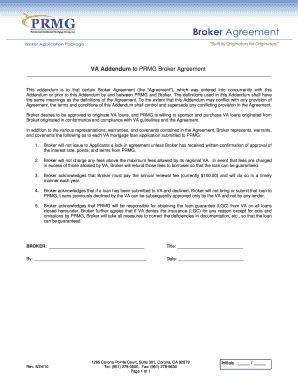 Fillable Online VA Addendum to PRMG Broker Agreement.doc Fax Email ...