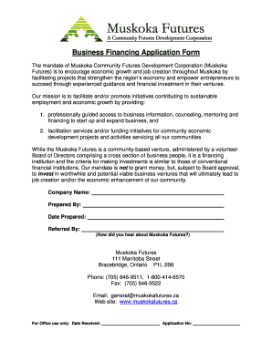 Fillable Online Business financing application form - revised Fax Email ...