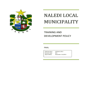 Fillable Online naledilocal co NALEDI LOCAL MUNICIPALITY TRAINING AND ...