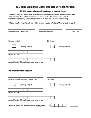 Fillable Online stma k12 mn ISD 885 Employee Direct Deposit Enrollment ...