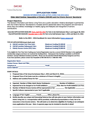 Fillable Online APPLICATION FORM SENIORS INFORMATION AND ACTIVE LIVING ...