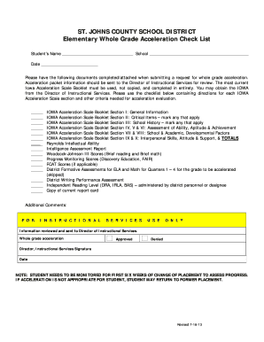Fillable Online Whole Grade Acceleration Checklist 13-14doc Fax Email ...