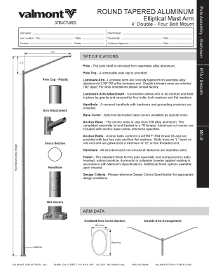 Fillable Online Elliptical Mast Arm 4 Double Four Bolt Mount Job Name ...