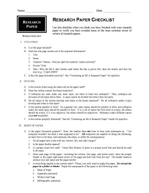 Fillable Online Research Paper Checklistdoc Fax Email Print - pdfFiller