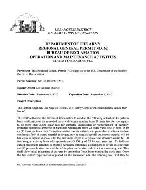 Fillable Online ARMY CORPS OF ENGINEERS DEPARTMENT OF THE ARMY REGIONAL ...