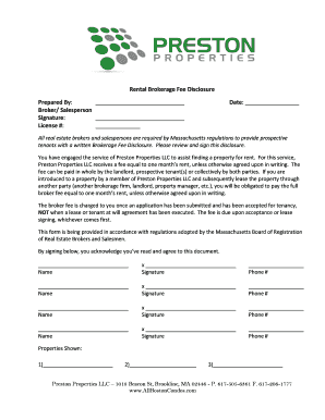 Fillable Online Rental Brokerage Fee Disclosure Fax Email Print - pdfFiller
