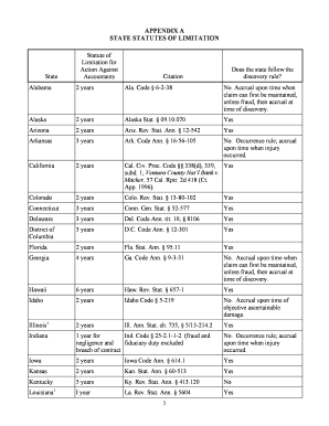 Fillable Online STATE STATUTES OF LIMITATION Fax Email Print - pdfFiller